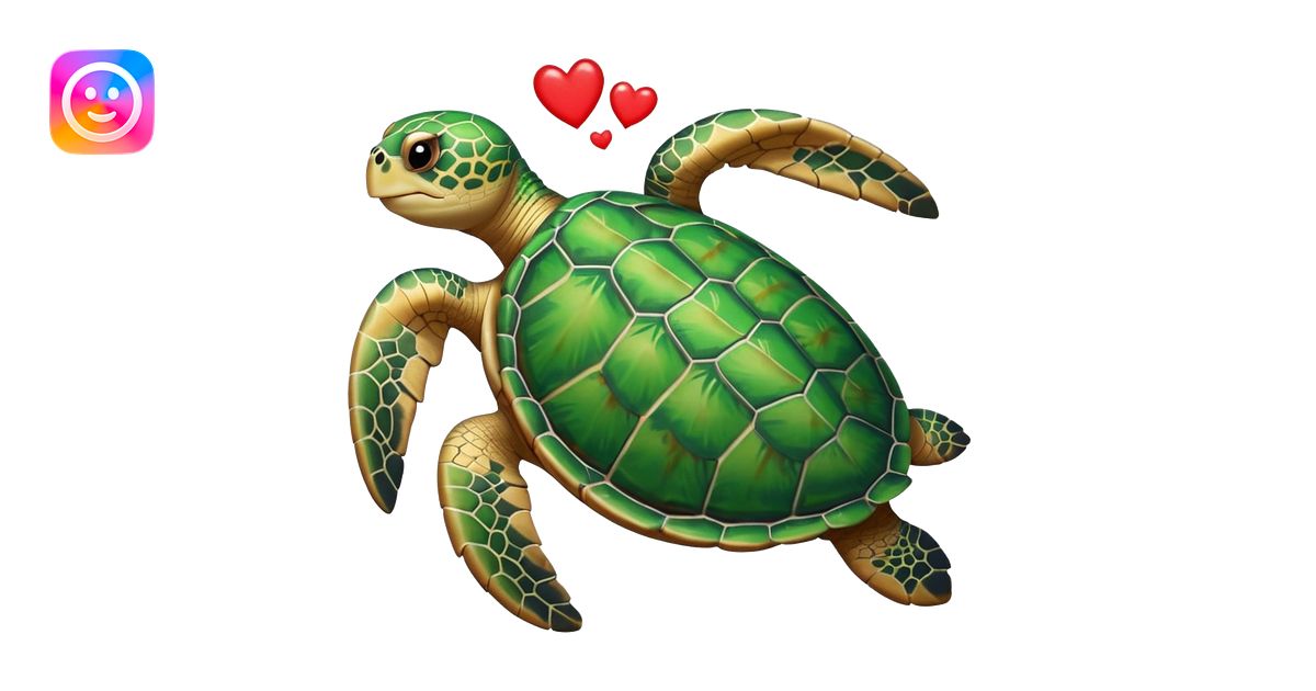 See Turtle in love emoji | AI Emoji Generator