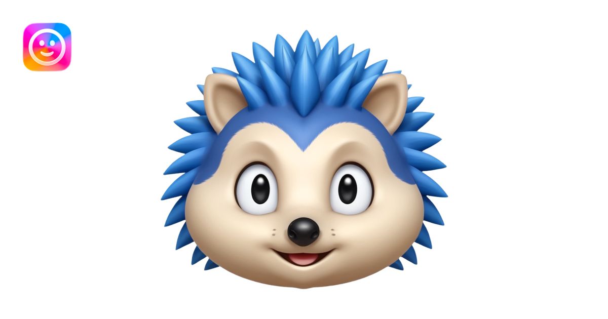 blue hedgehog emoji with long forward-facing quill spikes, smooth ...