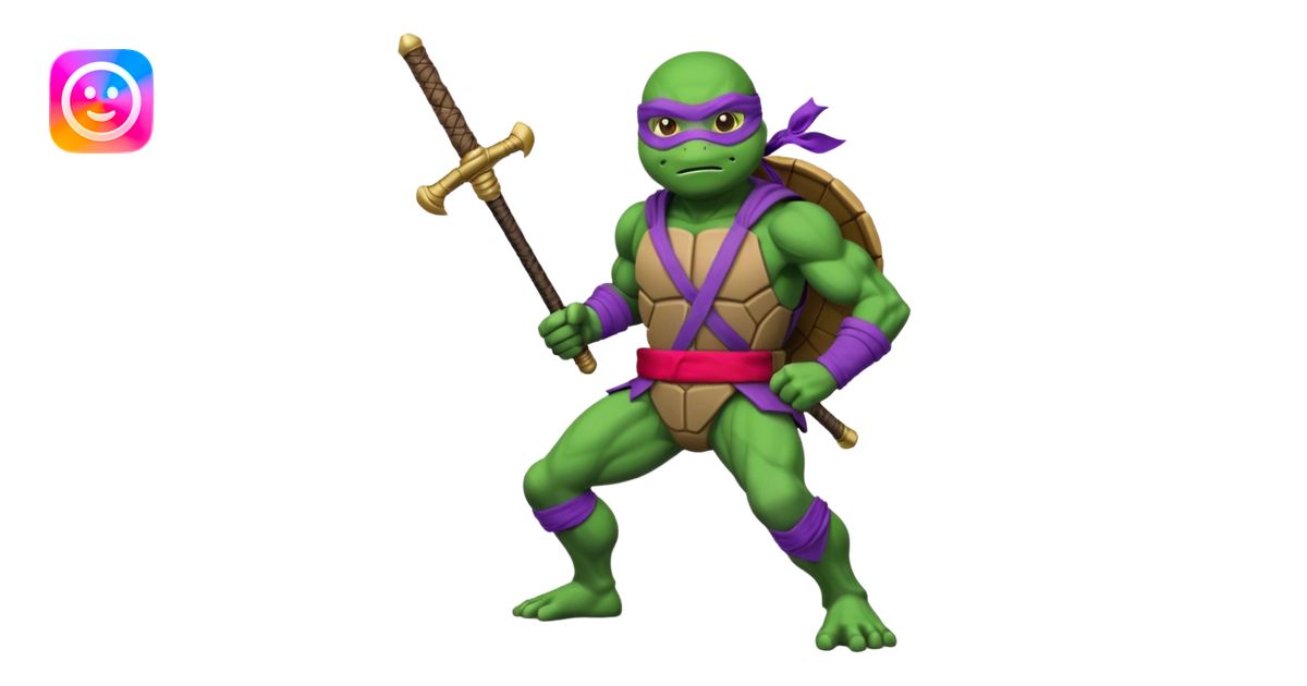 Donatello from Teenage Mutant Ninja Turtles, in a fighting stance emoji ...