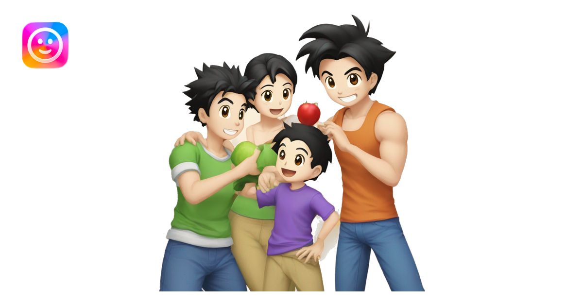 son gohan, picollo, videl and pan a happy family emoji | AI Emoji Generator
