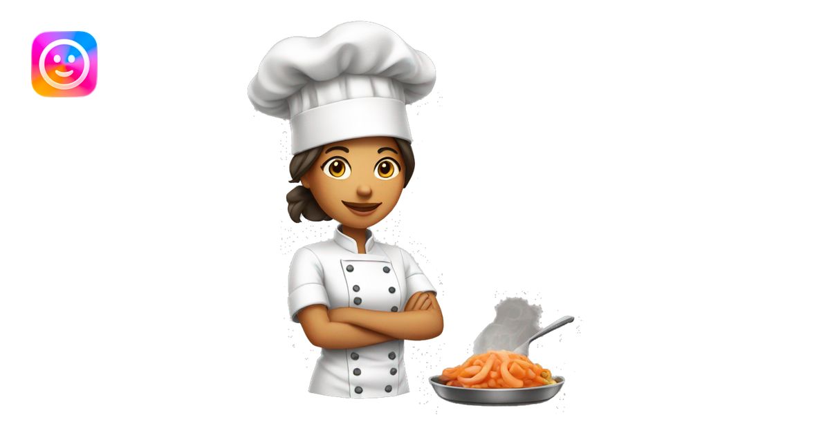 A chef cooking her own food emoji | AI Emoji Generator
