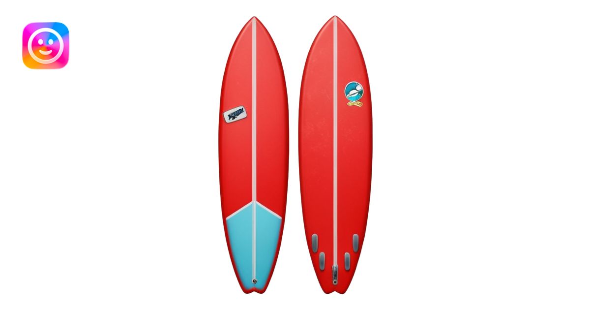 1 Red Surfboard with Stickers emoji | AI Emoji Generator