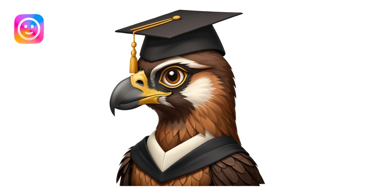 falcon with a black grad cap - semi realistic emoji | AI Emoji Generator