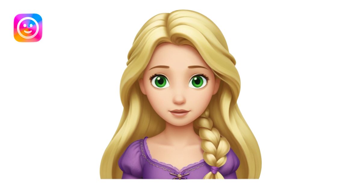 tangled disney rapunzel fair skin green eyes blonde hair emoji | AI ...