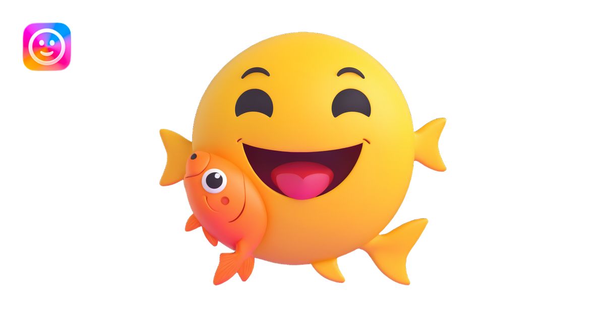 3D smiley emoji, round shape, lucky fish, lucky face emoji | AI Emoji ...