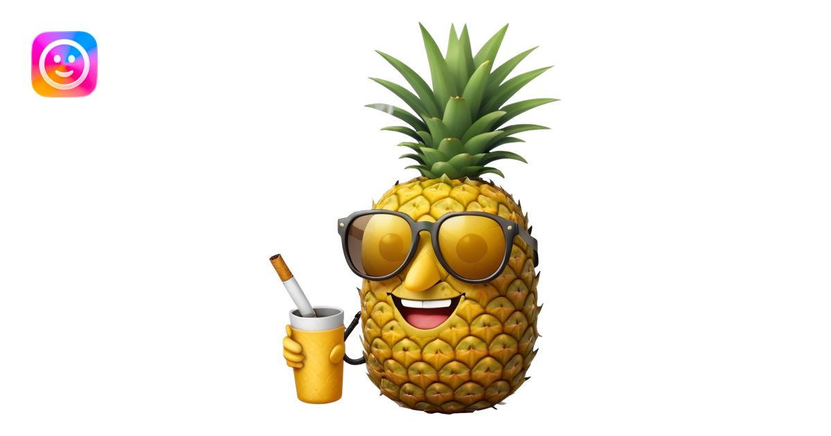 pineapple with sunglasses, smoking a cigarette emoji | AI Emoji Generator
