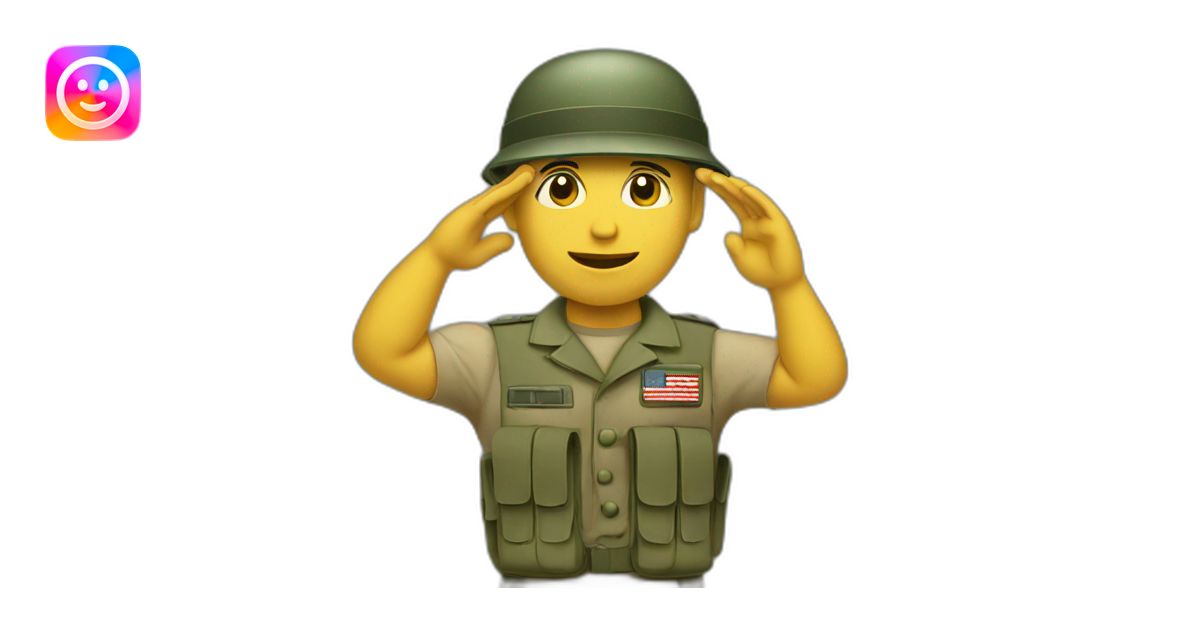 Soldier with army helmet saluting emoji | AI Emoji Generator