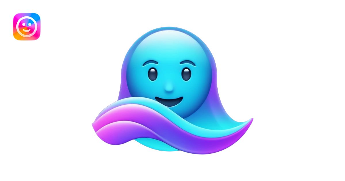 futuristic minimalistic emoji icon, abstract holographic wave or pulse ...