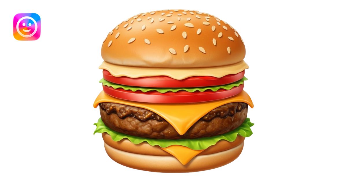 burger with meat as buns and cheese as the patty emoji | AI Emoji Generator