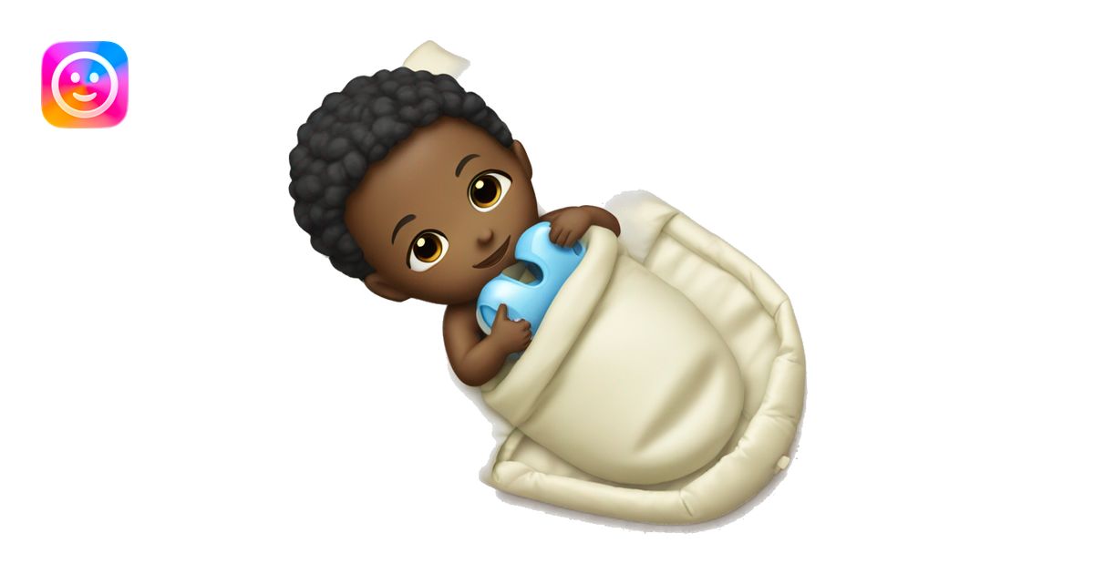 Black Baby in sleeping bag with baby pacifier emoji | AI Emoji Generator