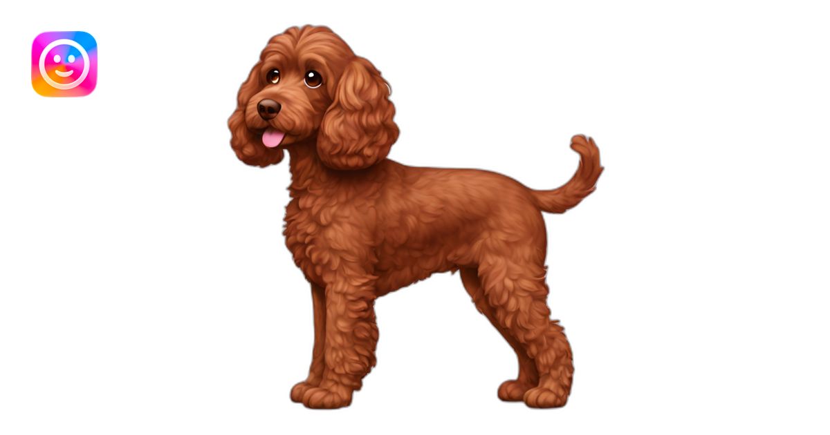 Reddish brown cockapoo from the side full body emoji | AI Emoji Generator