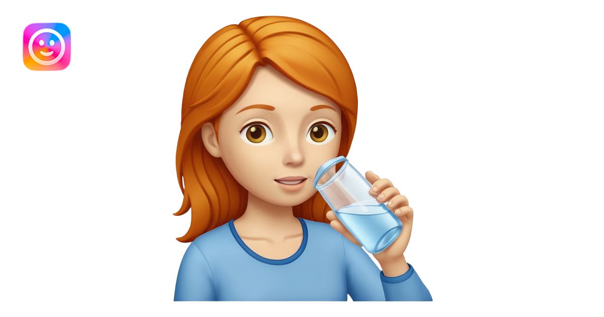 ginger woman drinking water emoji | AI Emoji Generator