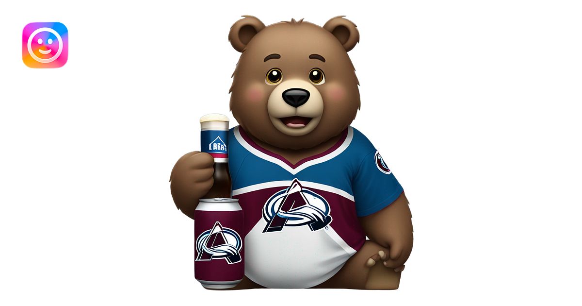 fat bear with a beer in a colorado avalanche jersey emoji | AI Emoji ...