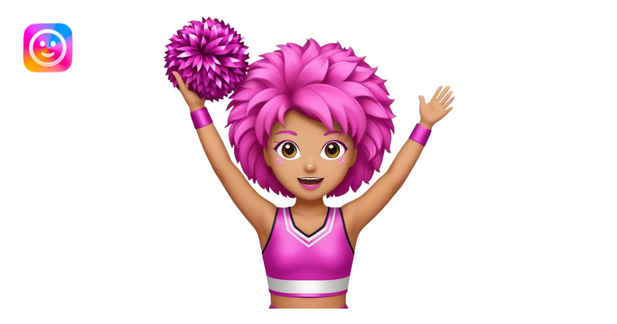 football cheerleader, big cheering pom, pink and twinkle emoji | AI ...