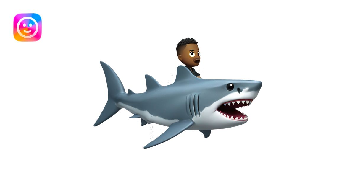 Shark with a Roblox character riding it emoji | AI Emoji Generator