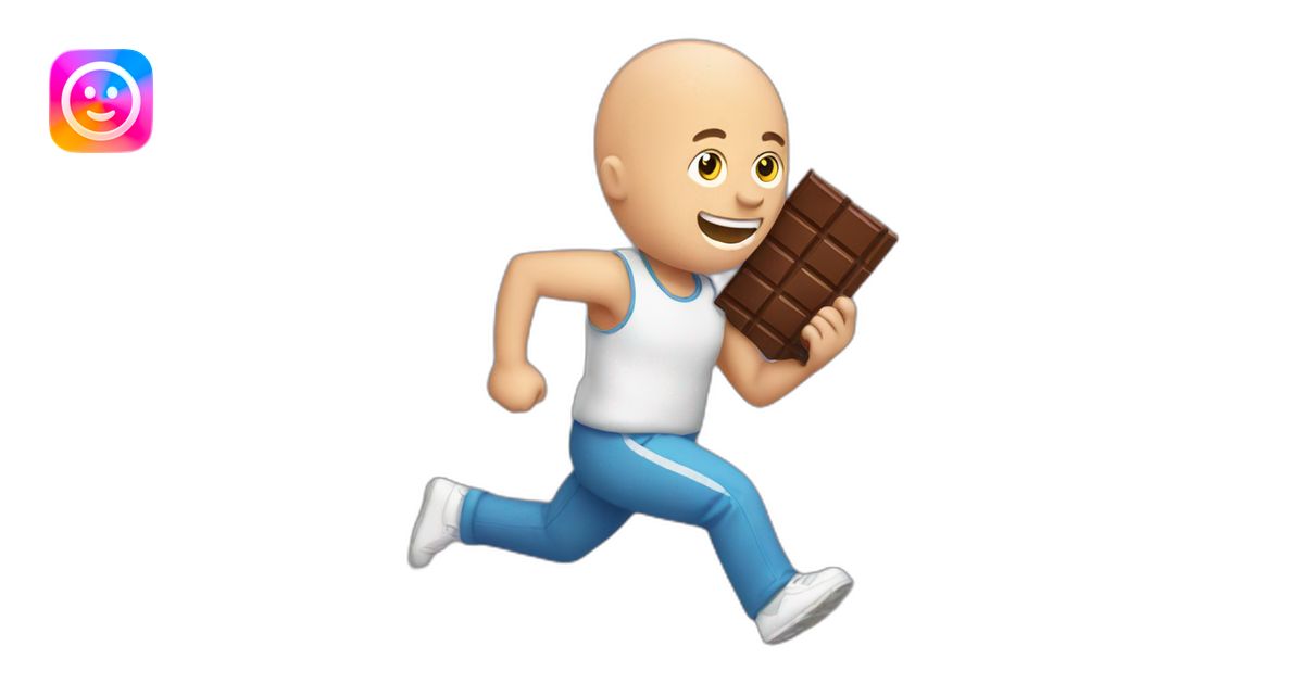 bald running man with chocolate bar in hand emoji | AI Emoji Generator