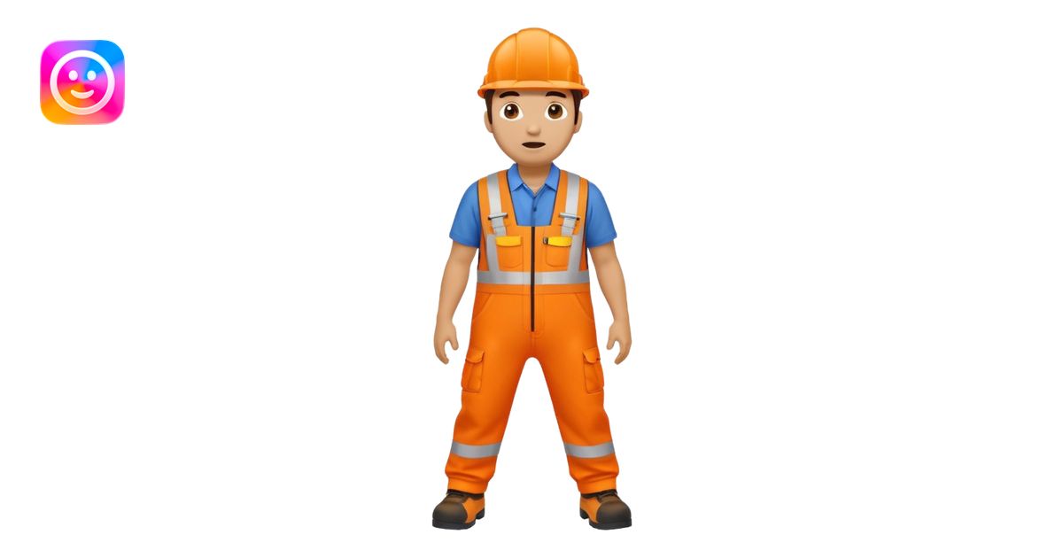 engineer hi-vis orange overalls trips emoji | AI Emoji Generator