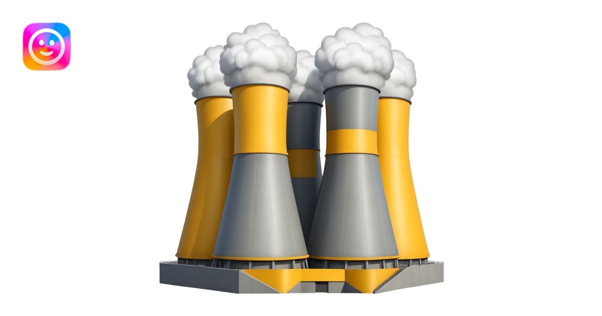 realistic nuclear power plant with 6 power units emoji | AI Emoji Generator