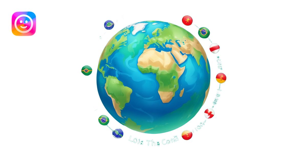 Create a realistic emoji of multiple languages shown by text flying ...