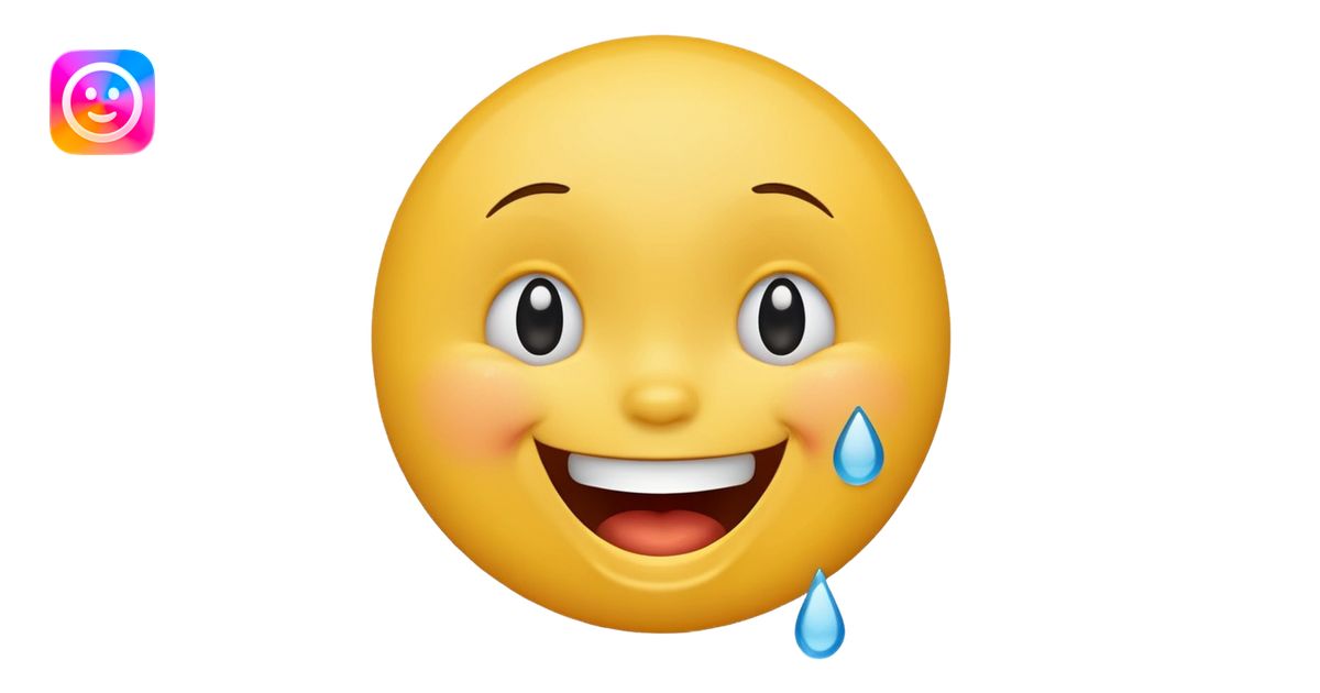 Emoji, yellow round laughing tilted head face with tears of fun emoji ...
