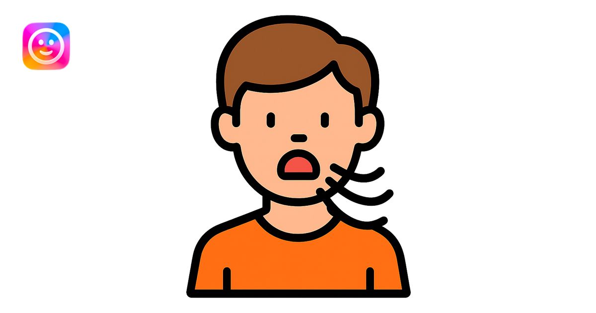 colored medical style icon of a person breathing through the mouth ...