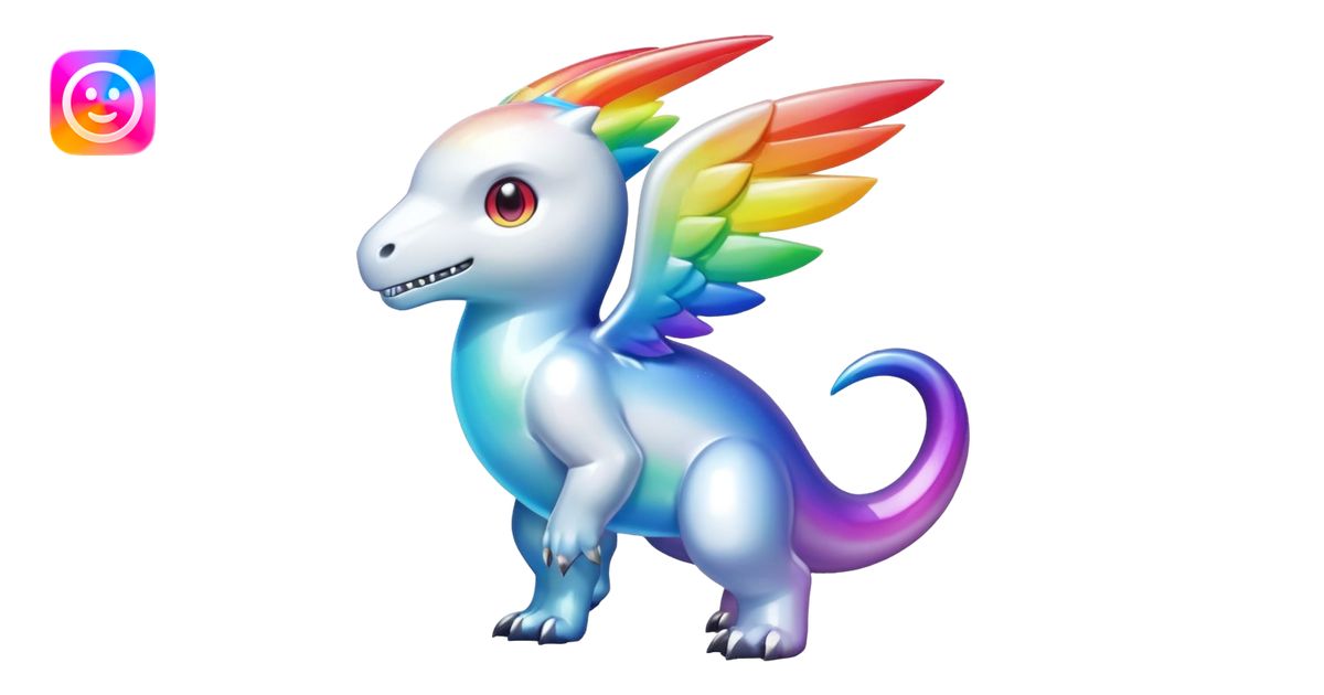 white iridescent rainbow-gradient shiny Fakémon-Digimon (full body ...