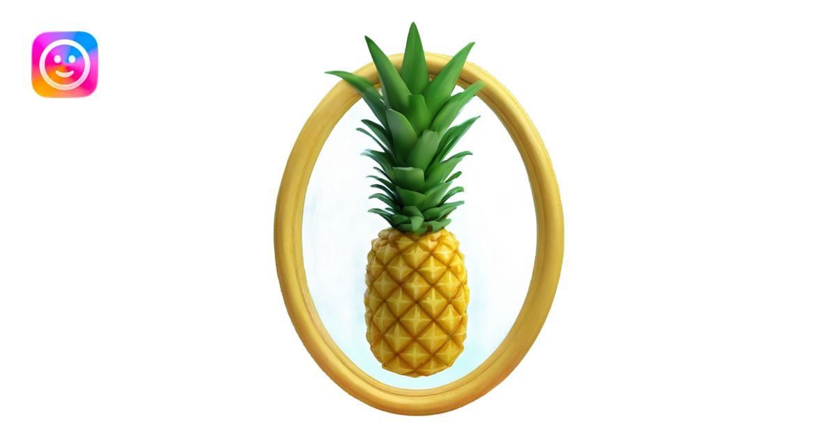 3D 🍍 pineapple looks at its reflection in the mirror emoji | AI Emoji ...