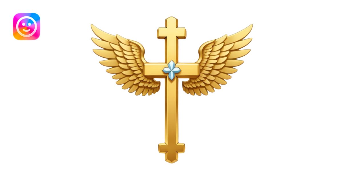Symbol of cross with wings on left and right emoji | AI Emoji Generator