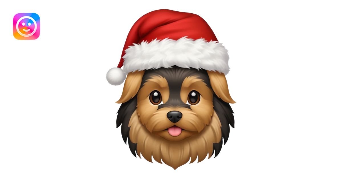 Yorkie wearing a Santa hat emoji | AI Emoji Generator
