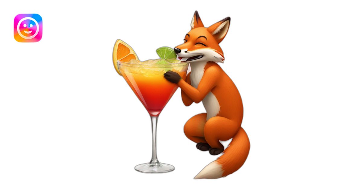 Fox drinking cocktail emoji | AI Emoji Generator