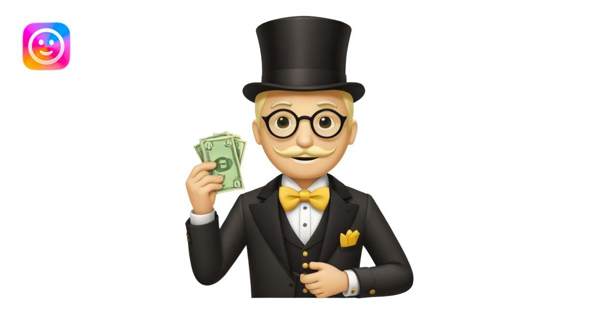 The monopoly fella with a monocle and yellow emoji | AI Emoji Generator