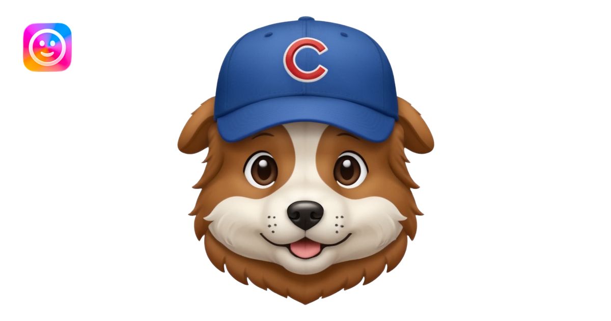 a dog with a Cubs baseball hat on emoji | AI Emoji Generator