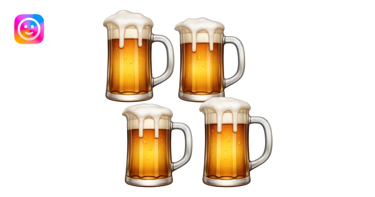 4 beers in glass jugs emoji | AI Emoji Generator