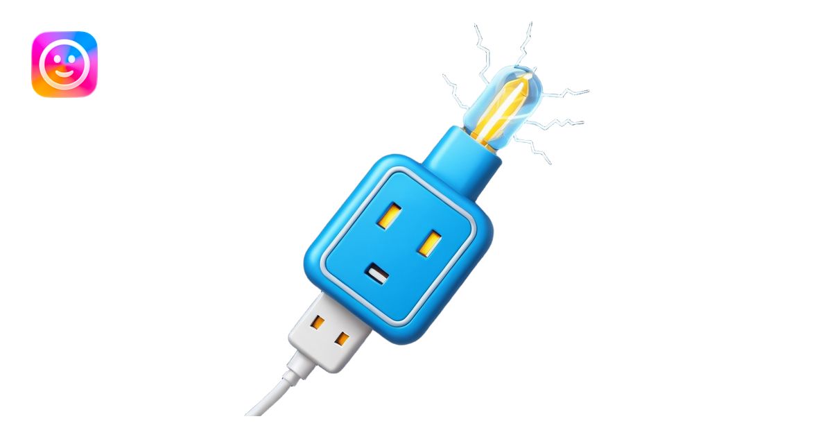 stylized power plug with electric sparks emoji | AI Emoji Generator
