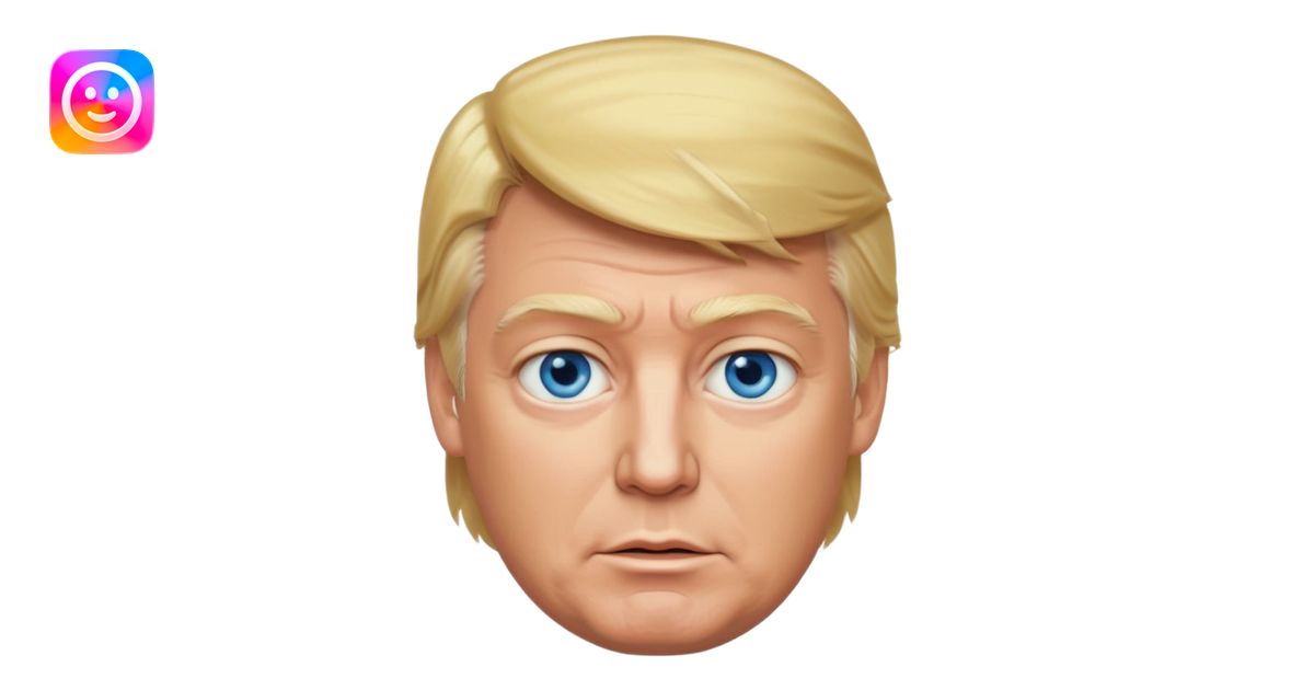 Donald Trump with blue eyes, blonde hair emoji | AI Emoji Generator
