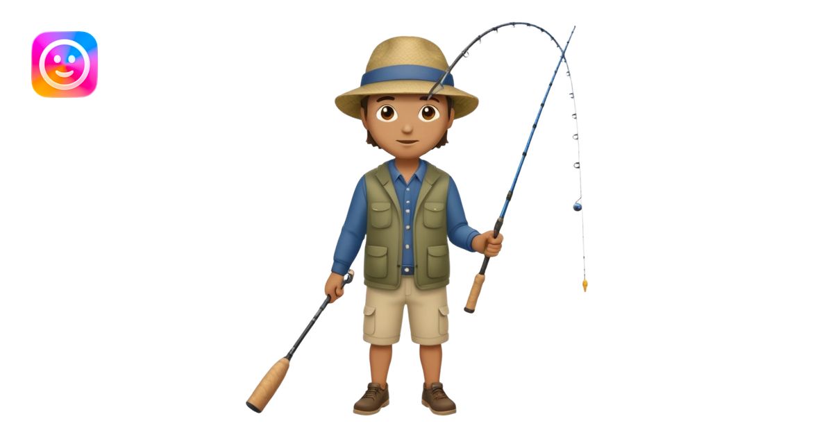 man casting a fishing rod, full body emoji | AI Emoji Generator