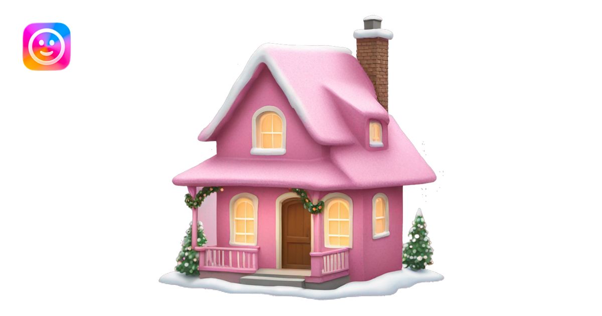 Pink Christmas cottage house emoji | AI Emoji Generator