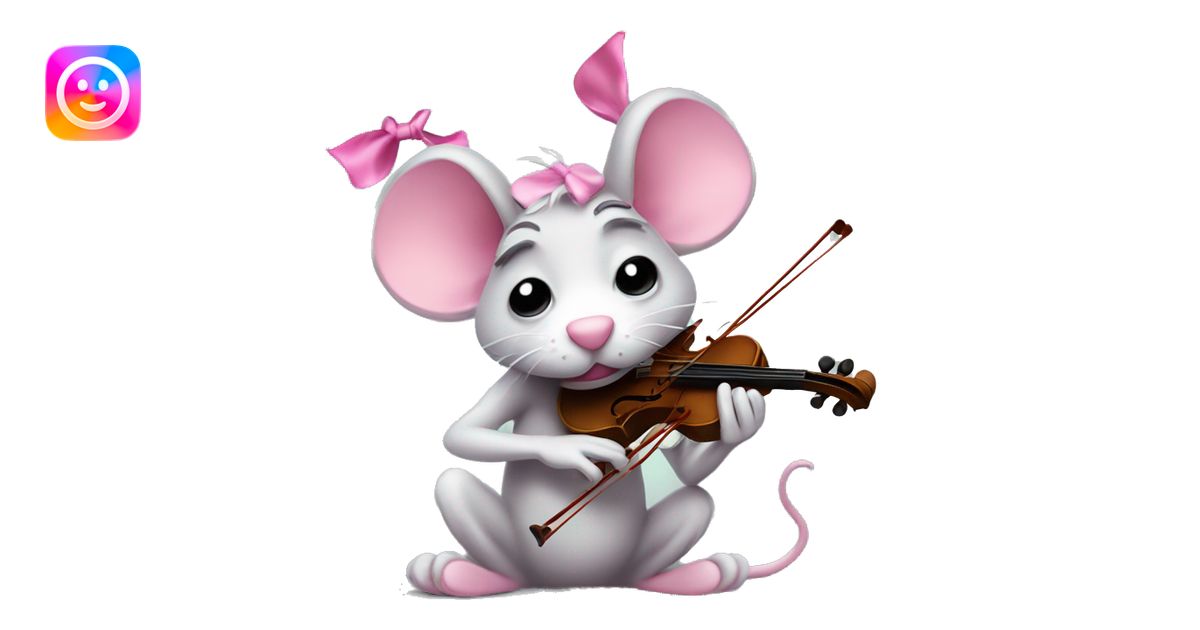 crying sad sobbing rat playing violin with a pink bow on top of his ...