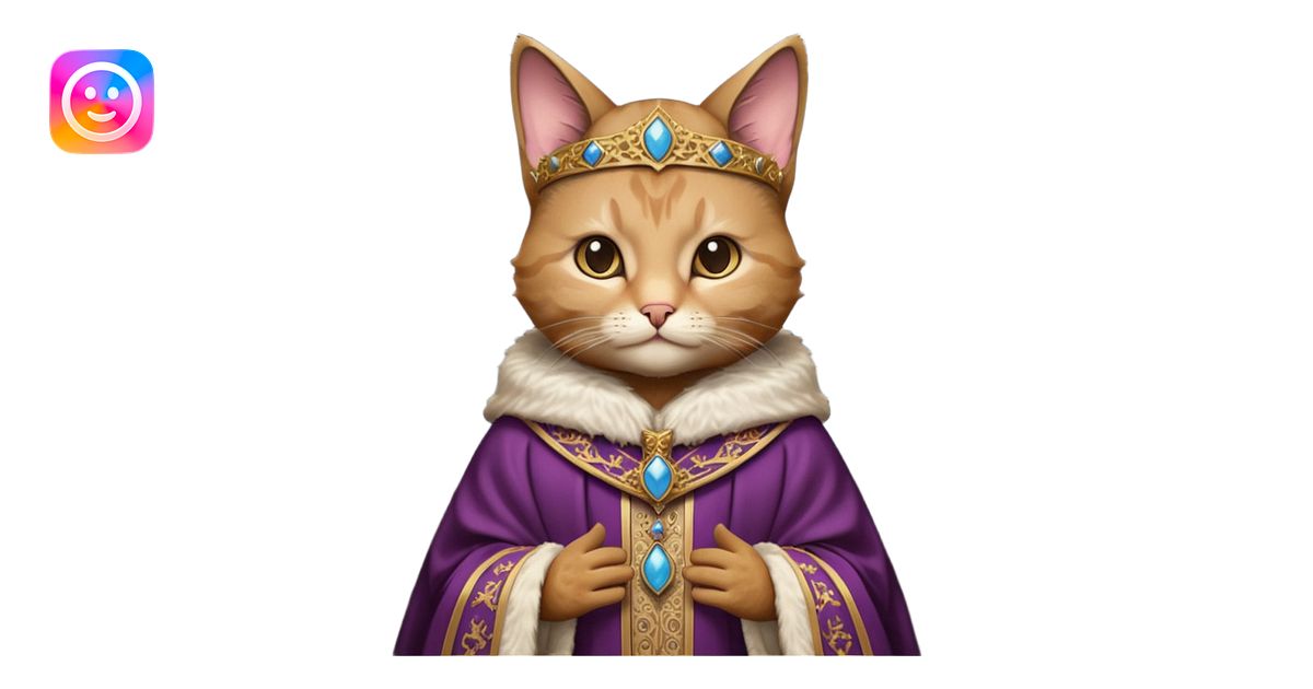 “Half-body humanoid figure with a realistic cat face, wearing ornate ...