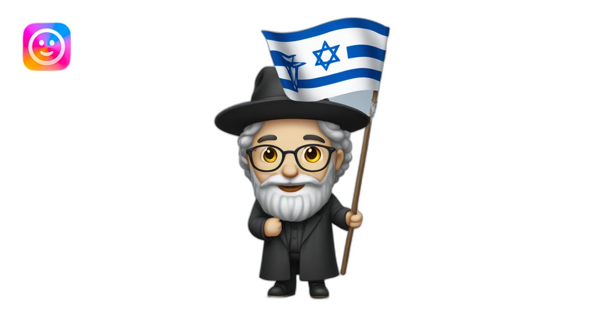 rabbi with Sidelocks holding israel flag emoji | AI Emoji Generator