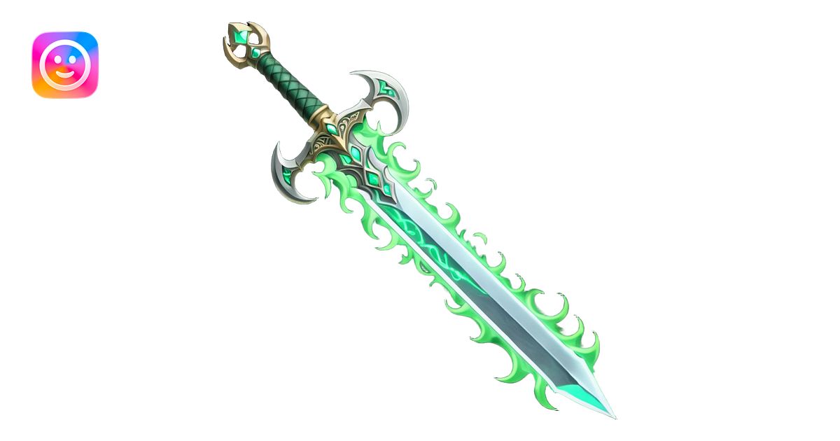 magical greatsword with a Eldritch green fire powers in it emoji | AI ...