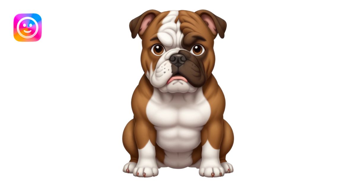 bulldog ingles atigrado cafe oscuro casi negro con blanco emoji | AI ...