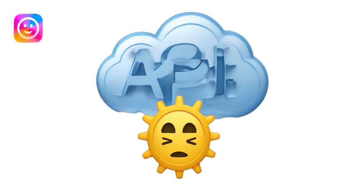 A cloud that has the letters "API" in it, with gears coming from the ...