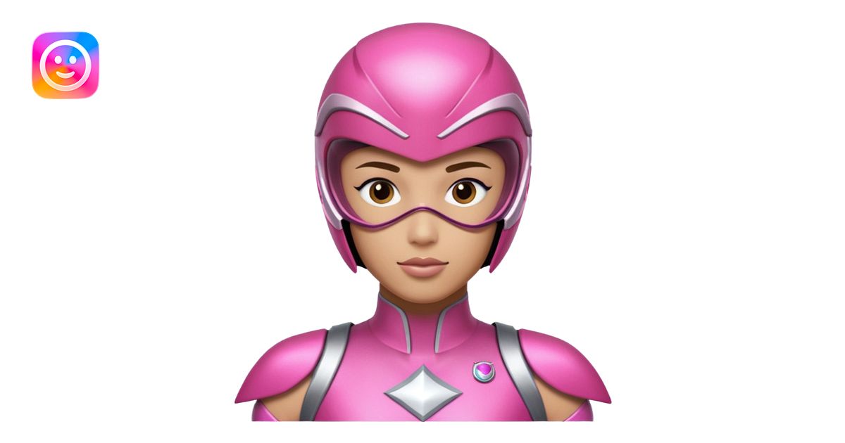 Pink ranger with face covered helmet emoji | AI Emoji Generator