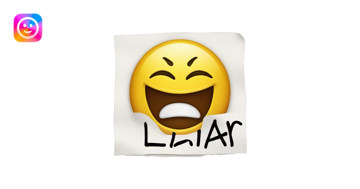 smilie with sign saying liar emoji | AI Emoji Generator
