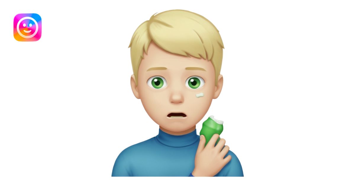 blonde boy with green/blue eyes choking himself emoji | AI Emoji Generator