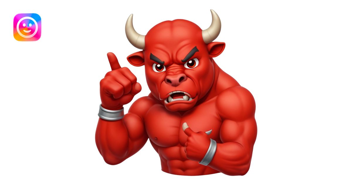 Angry bull emoji showing thumb down (DisLikes) emoji | AI Emoji Generator
