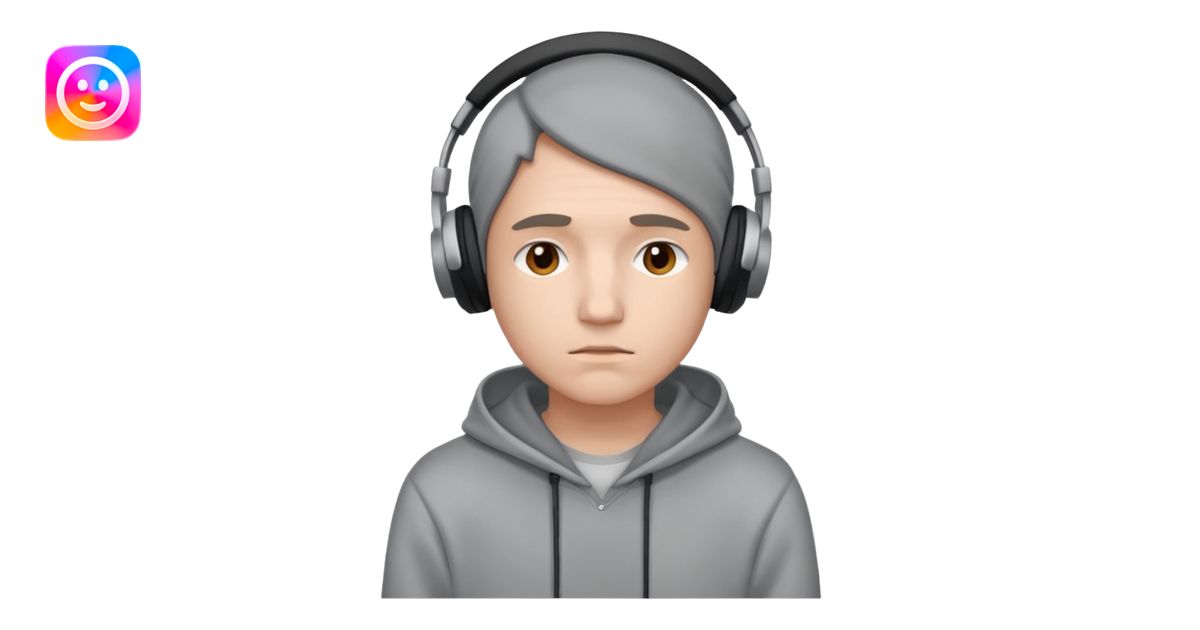 Sad with headphones on emoji | AI Emoji Generator