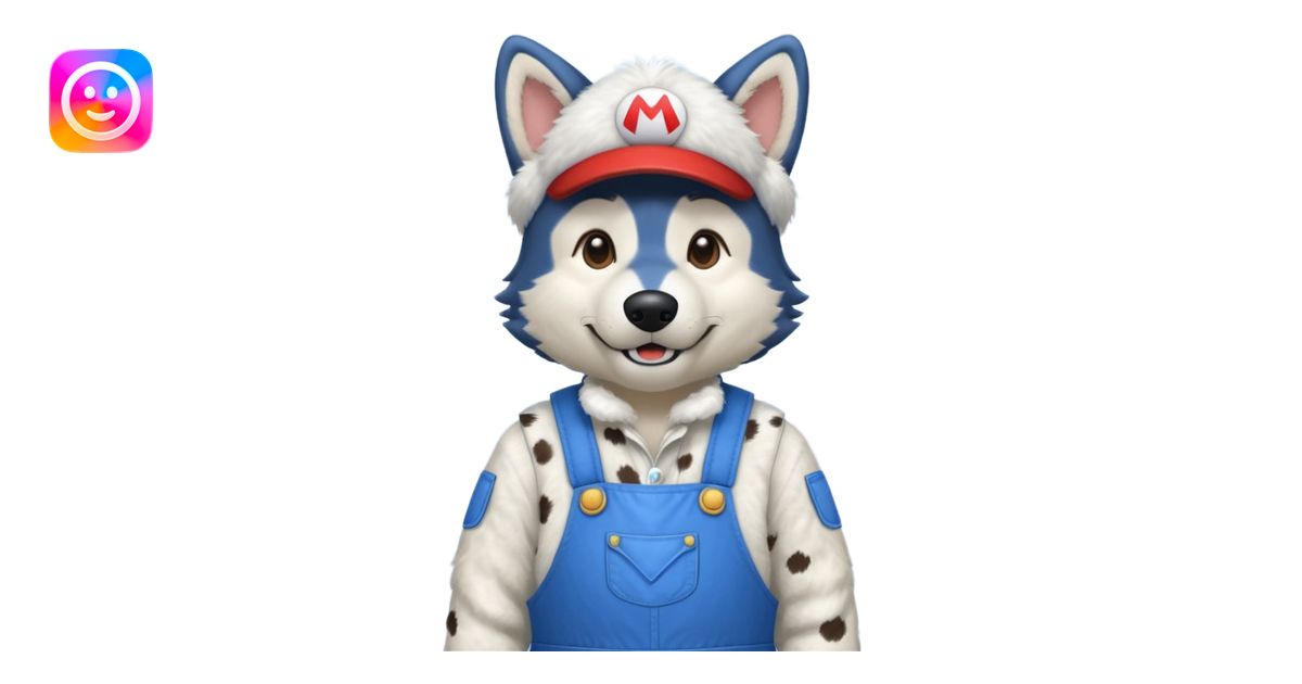 mario themed wolf husky fursuiter emoji | AI Emoji Generator
