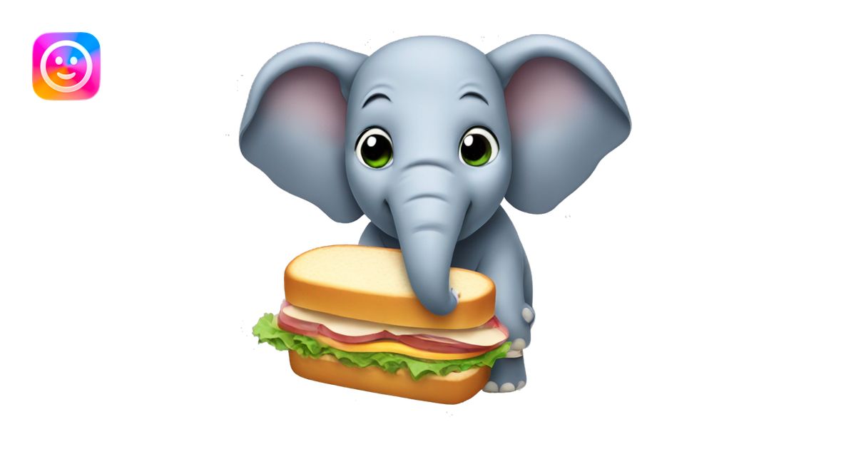 An elephant eating a sandwich emoji | AI Emoji Generator